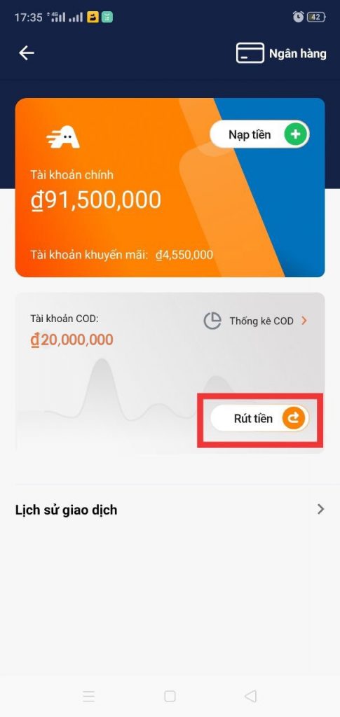 Hướng dẫn sử dụng Tài khoản COD AhaMove
